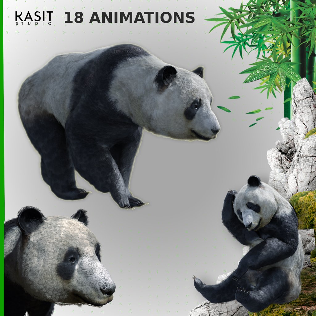 Panda Animated rigged | Mammals models | BlenderKit