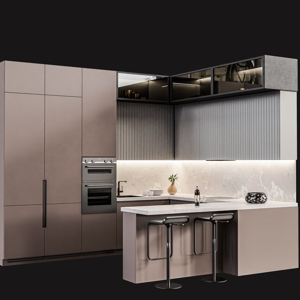 Kitchen modern B | Kitchen Sets models | BlenderKit