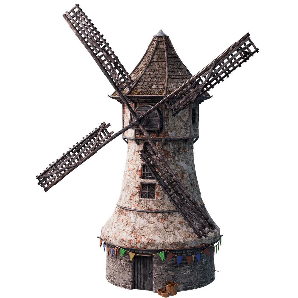 BlenderKit | Download the Medieval windmill model