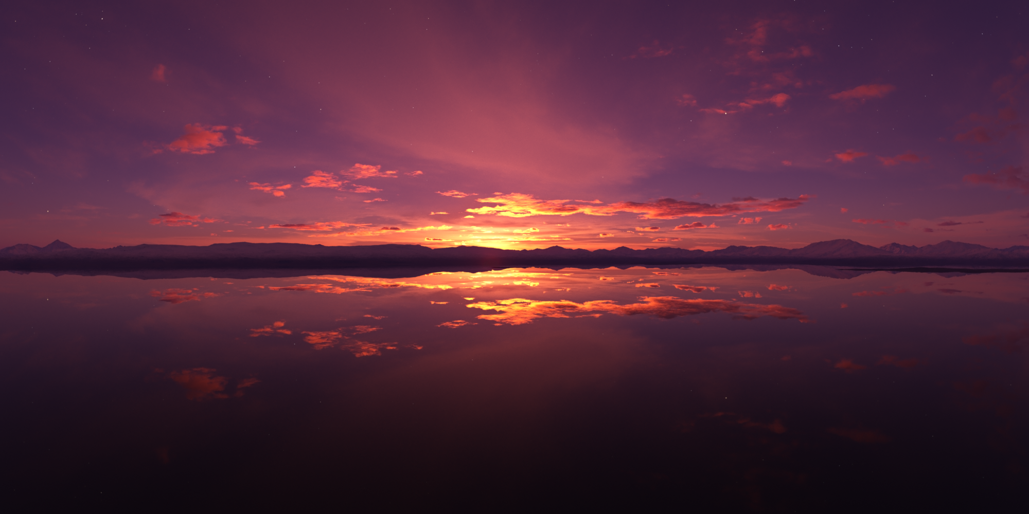 Pink Cloudy Sunset Glacier Lake | Nighttime Environments HDRis | BlenderKit