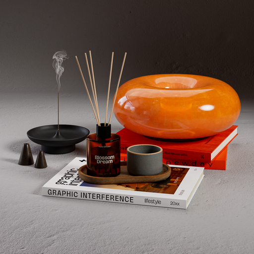 Decor Set - Minimalist Diffuser & Books | Decoration Sets models ...