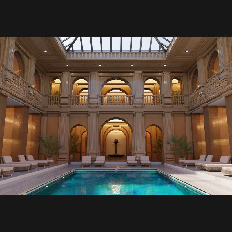 Classic Luxury Swimming Pool | Public scenes | BlenderKit
