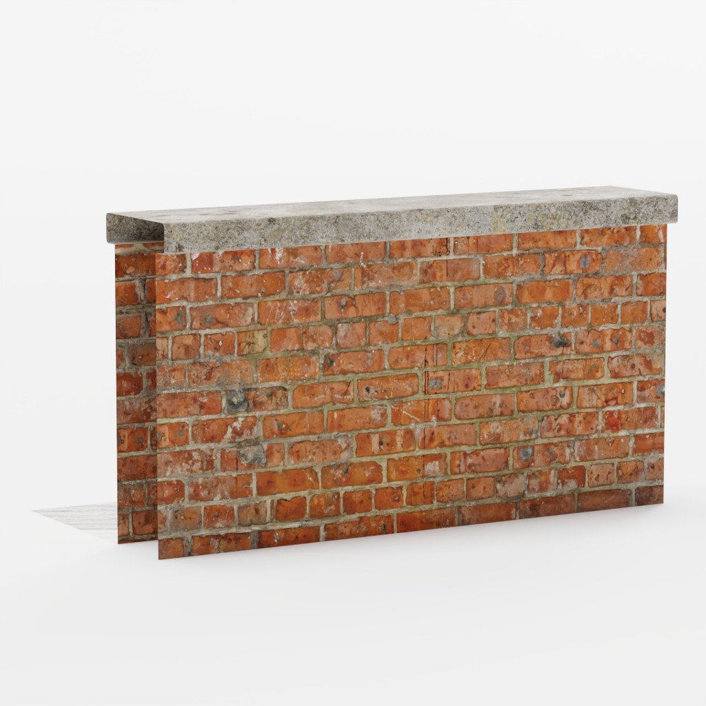 Brick wall roof end 2x1 | Architectural Structures models | BlenderKit