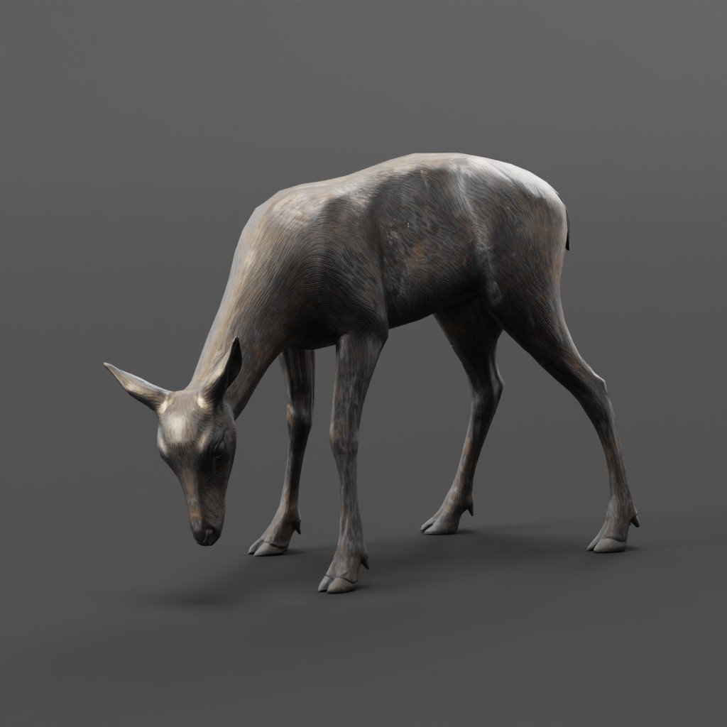 Realistic Grazing Deer | Interior Sculptures models | BlenderKit