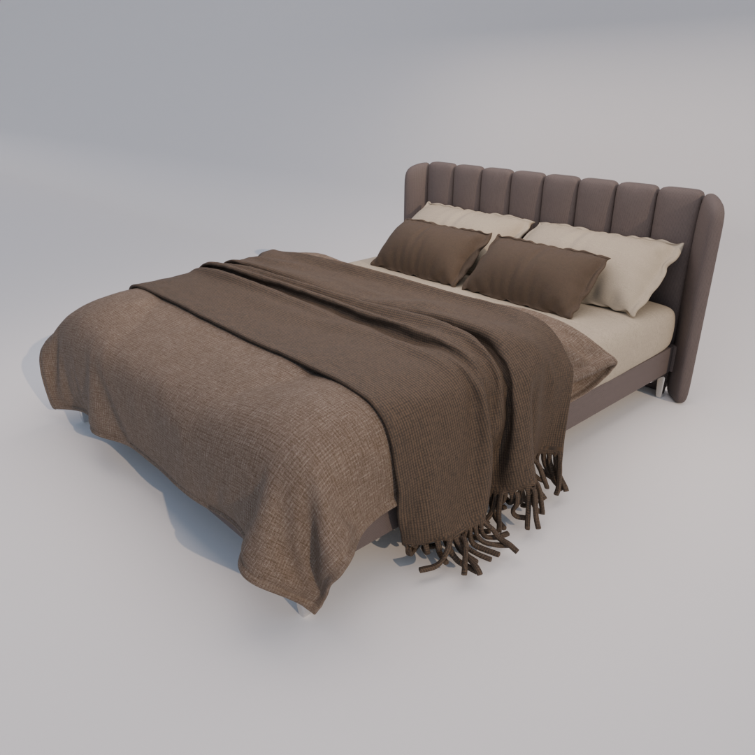 Earth Tone King Size Bed | Beds models | BlenderKit
