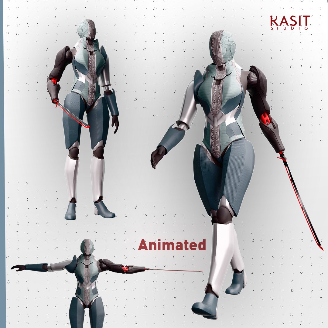 Girl EXO Armor+ArmorV3 animated | Sci-Fi Characters models | BlenderKit