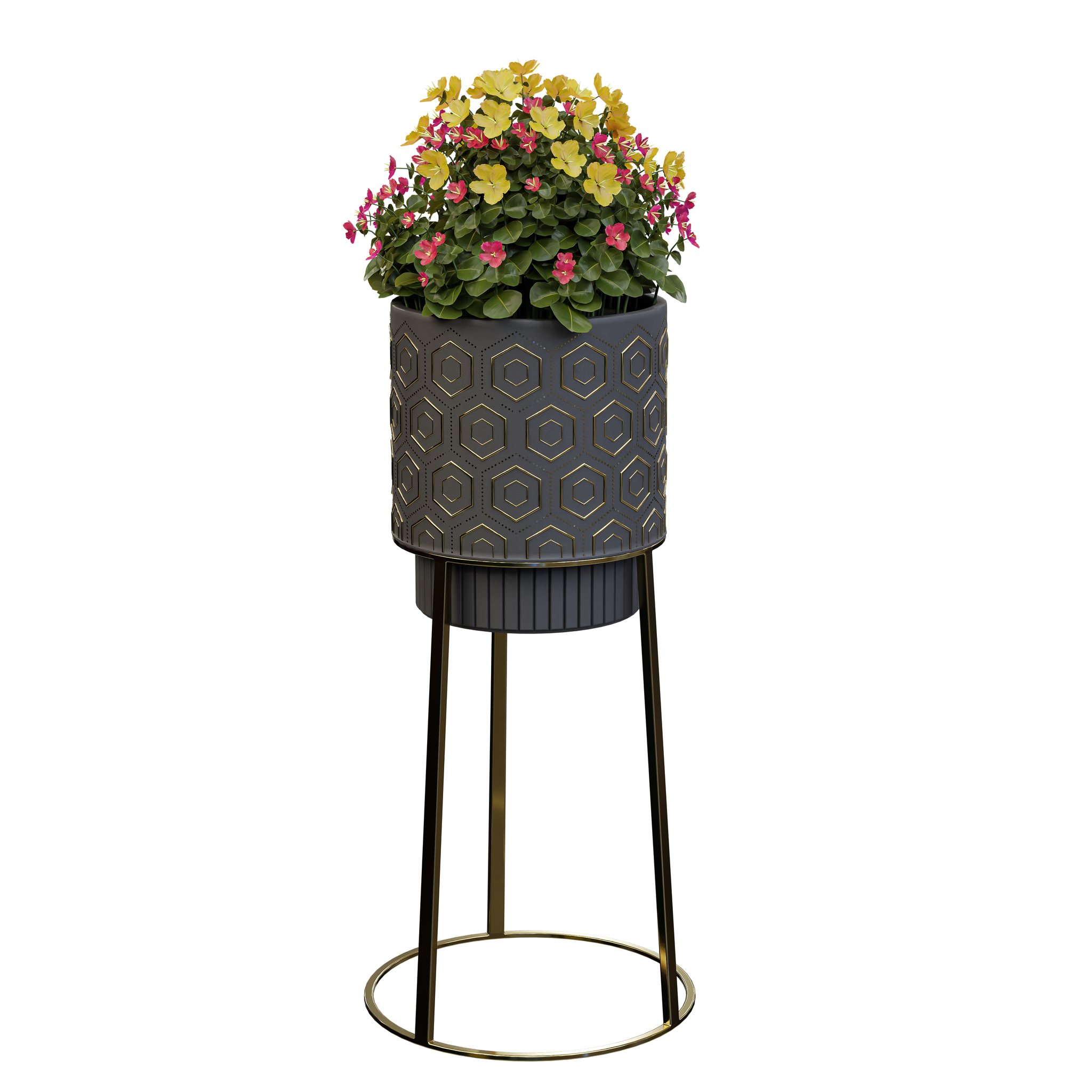 Geometric Patterned Pot with Stand | Indoor Plants models | BlenderKit