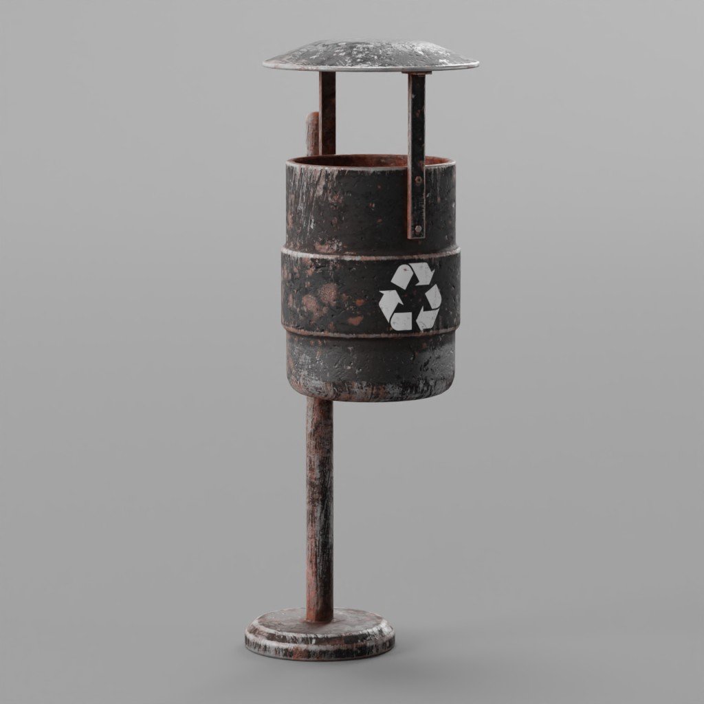 Street trash can 2 | 3D Exterior element models | BlenderKit