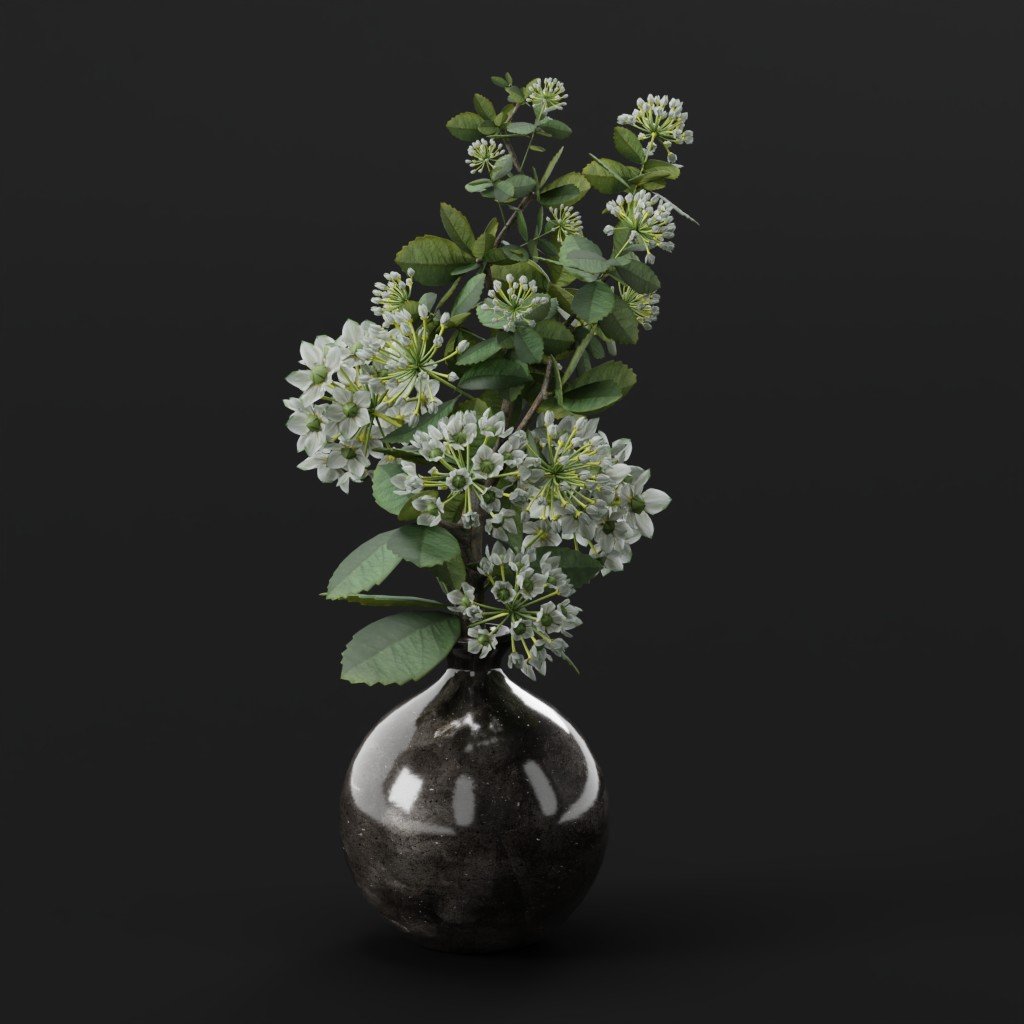 White Allium Branch | Indoor Plants models | BlenderKit