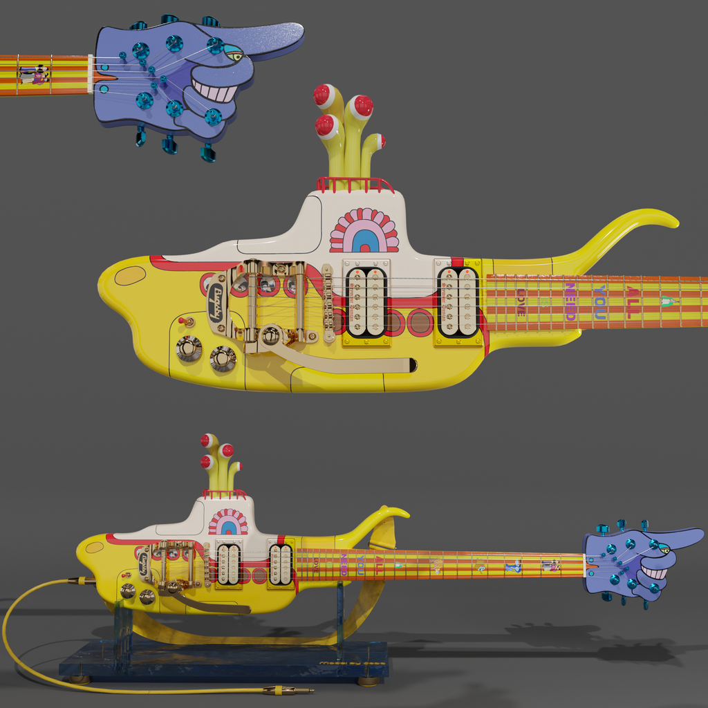 Guitar yellow submarine | FREE Musical Instruments models | BlenderKit