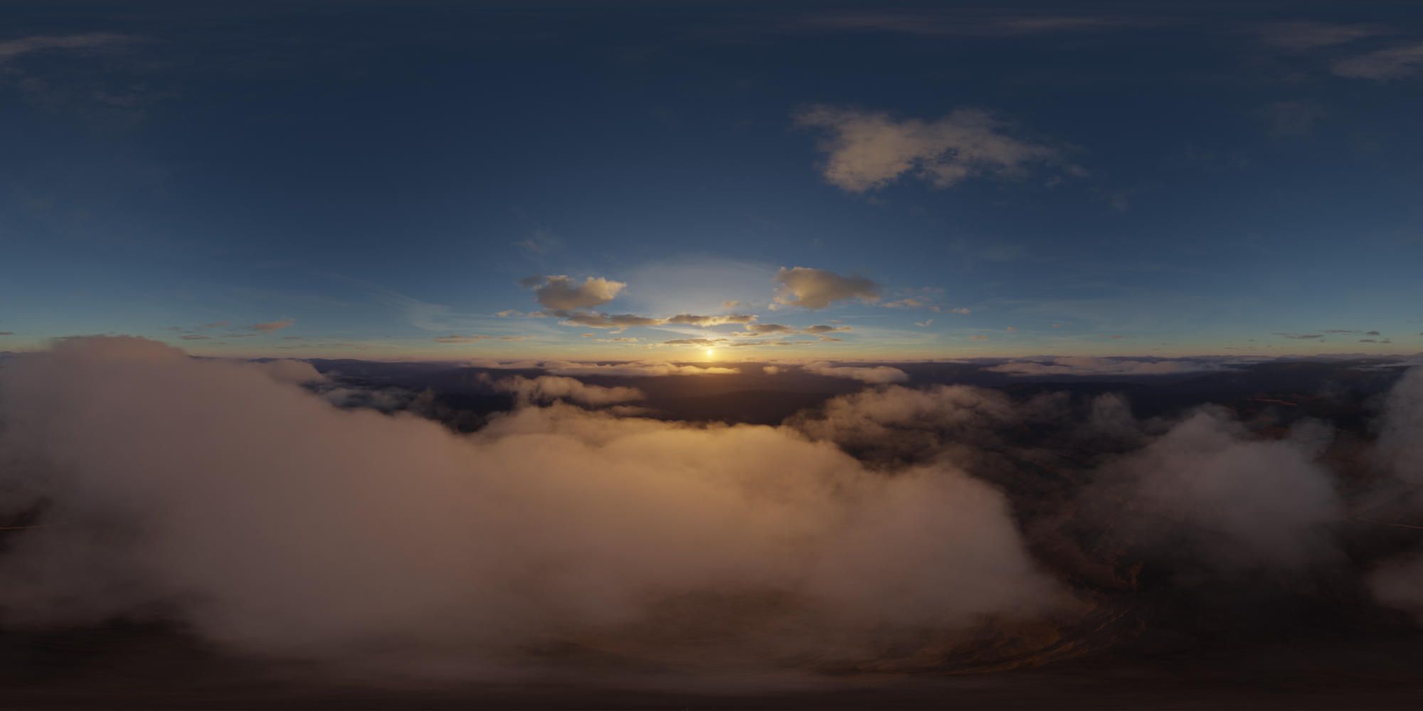 Aerial Mountain Cloudy Sunset | Landscapes HDRis | BlenderKit