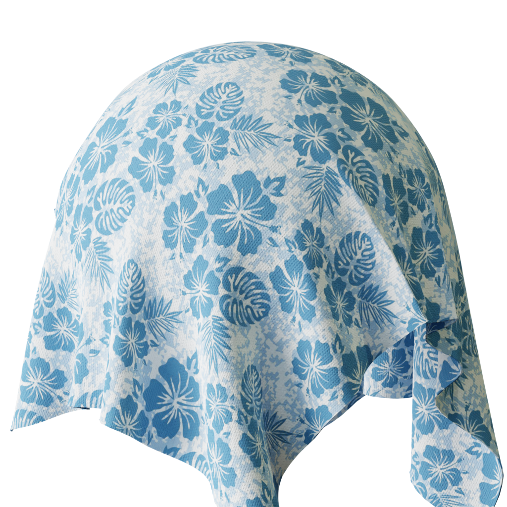 Light Blue hawaiian shirt pattern | FREE fabric materials | BlenderKit