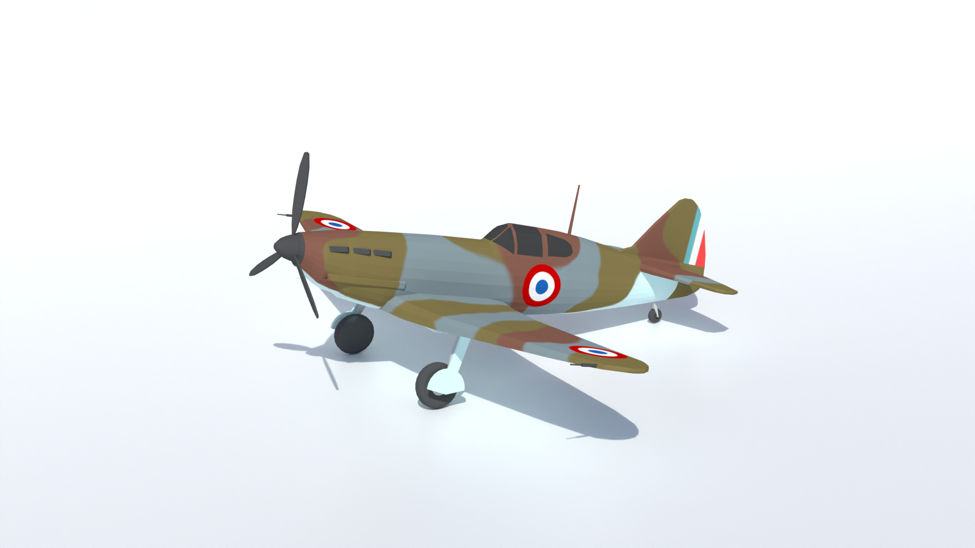 Low Poly Dewoitine D520 Airplane | Military Aircraft models | BlenderKit