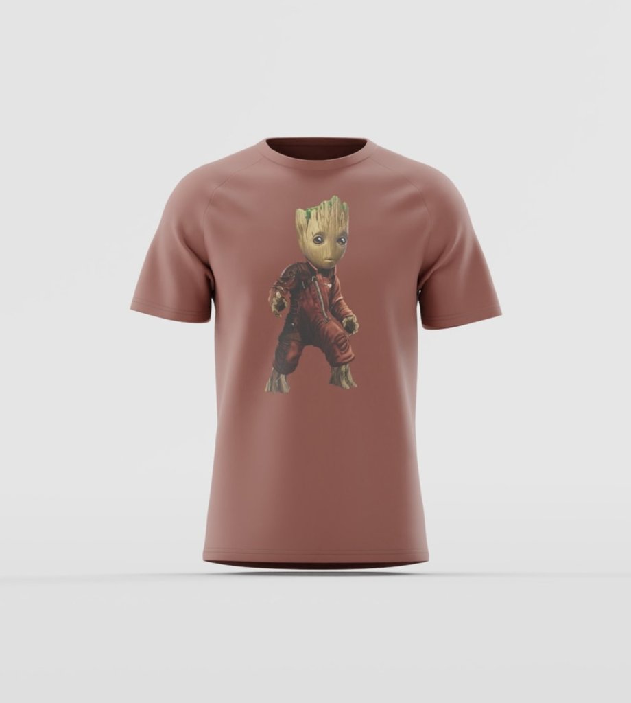 Baby Groot Graphic T-Shirt — Dusty Rose | Man Clothing models | BlenderKit