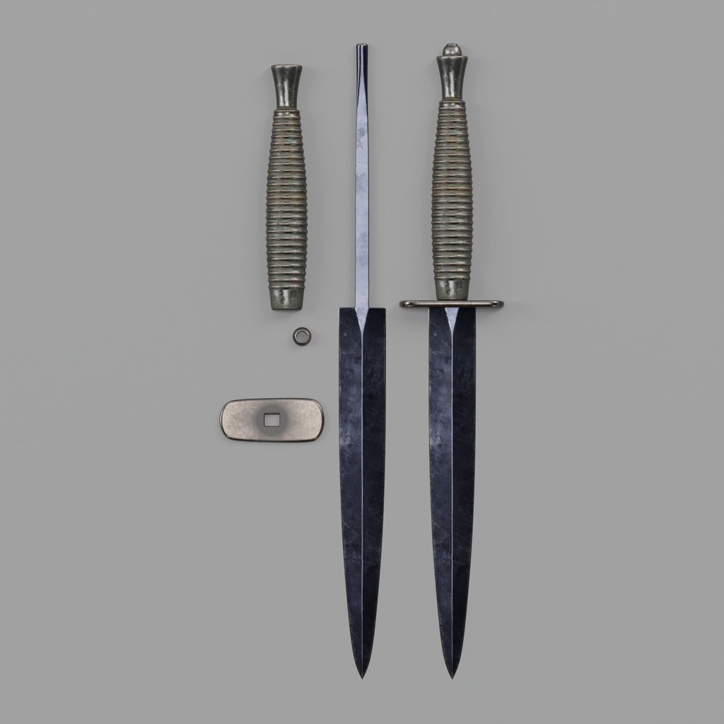 Fairbairn Sykes fighting knife | Historical Weapons models | BlenderKit