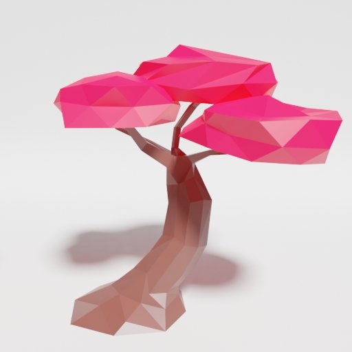 Low Poly Japan Tree Singlecolor | Trees models | BlenderKit