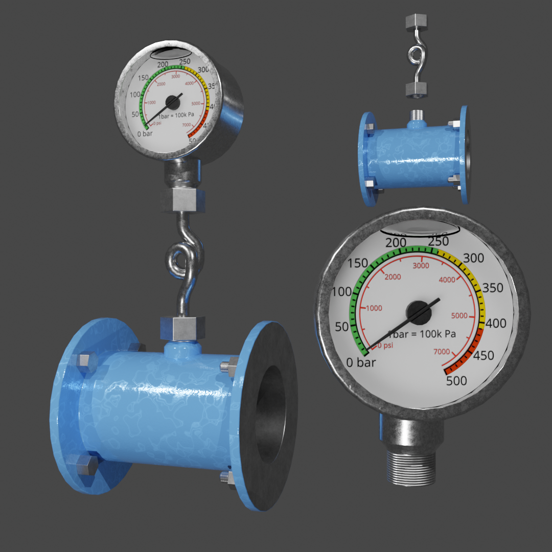 Steam Pressure Gauge | FREE Industrial parts models | BlenderKit