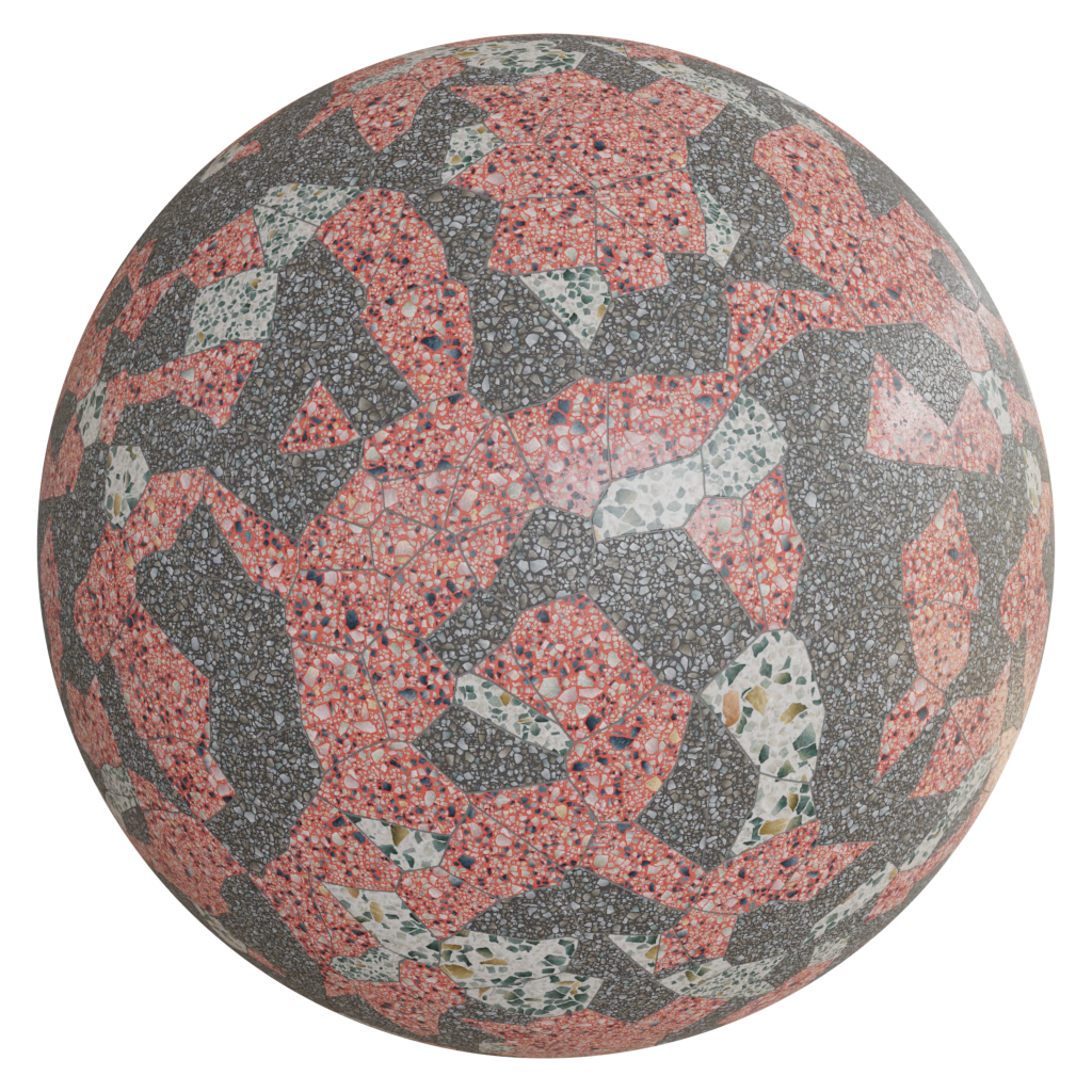 Terrazo red and black floor tile | FREE floor materials | BlenderKit