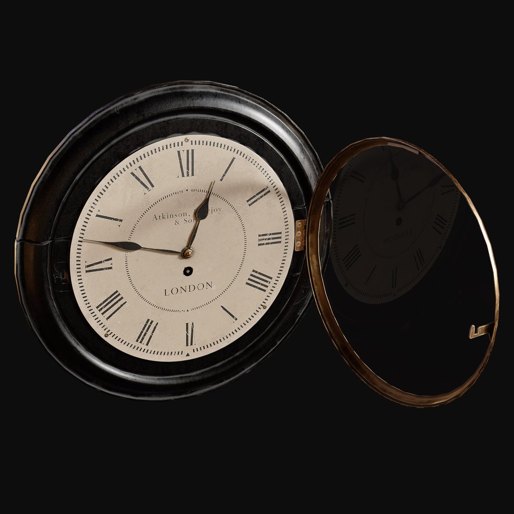 Late 1800s Circular Wall Clock Black | Clocks models | BlenderKit