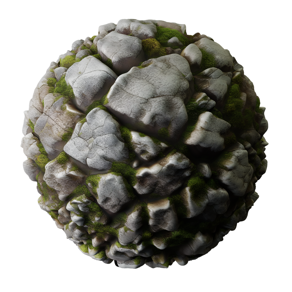 Mossy White Rocks | FREE rock materials | BlenderKit
