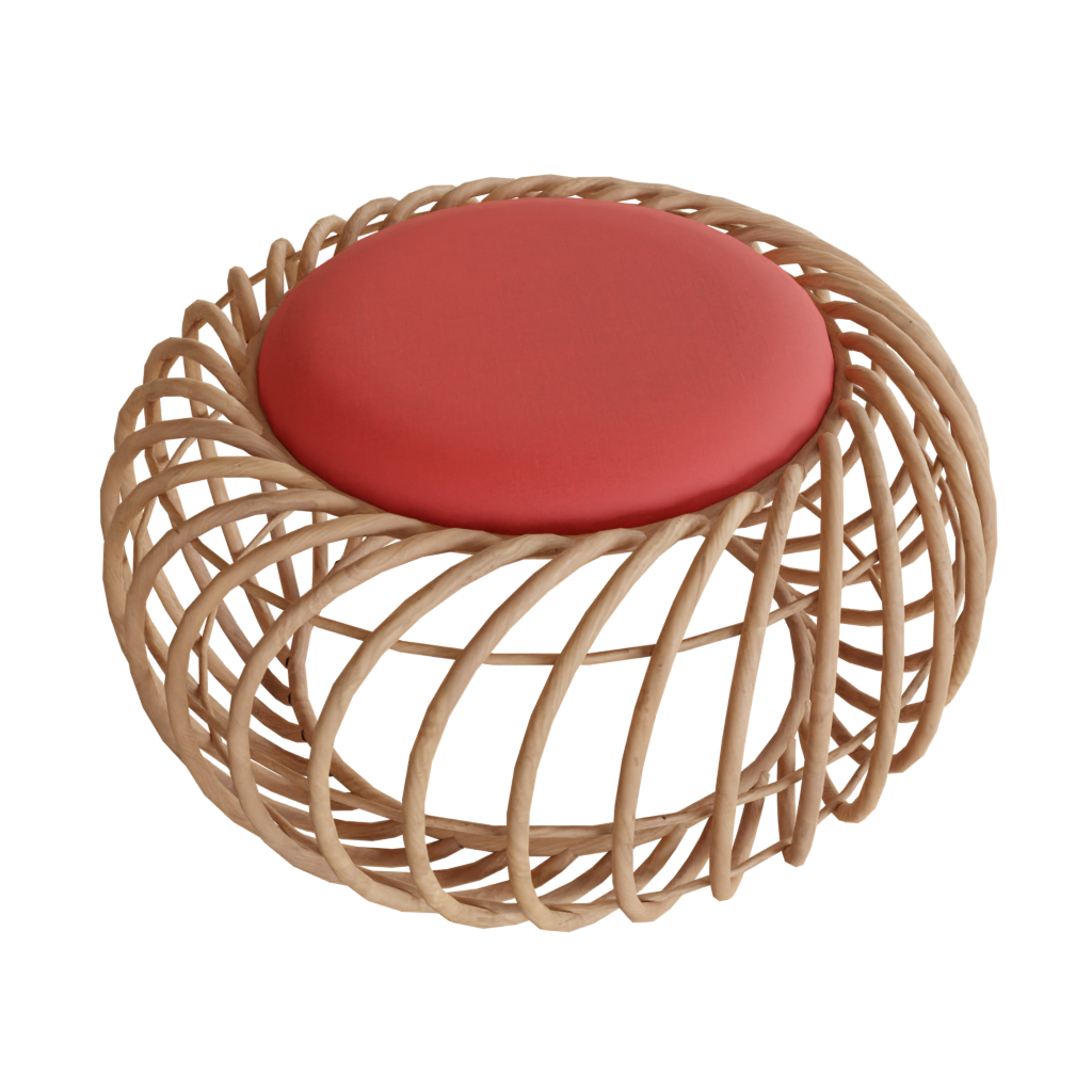 Rattan nest stool / pouf | Poufs models | BlenderKit