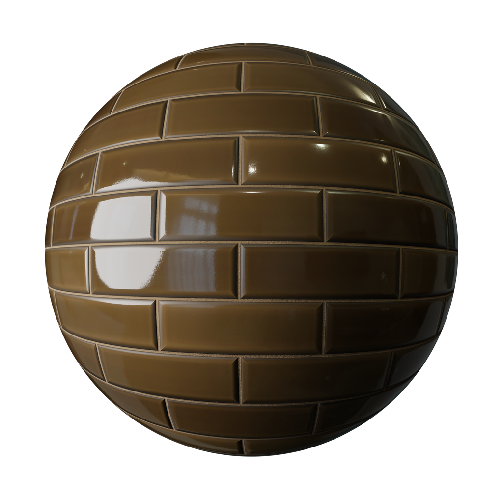 Glossy Brown Subway Tiles | FREE bricks materials | BlenderKit