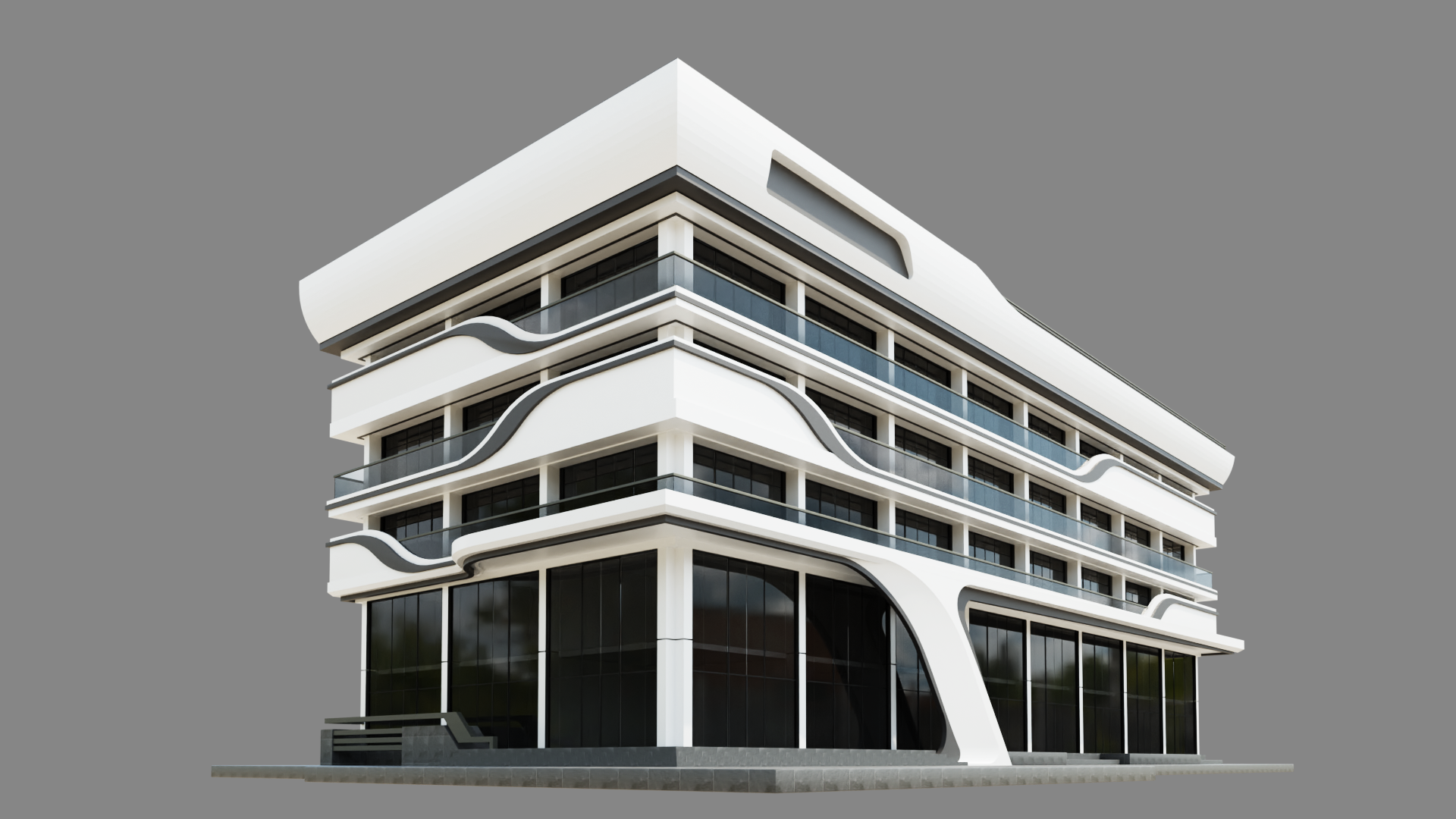 Modern Building 05 | 3D Commercial models | BlenderKit
