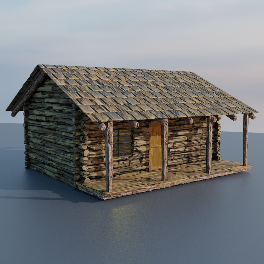 BlenderKit | Download the Rustic Stylized Log Cabin model
