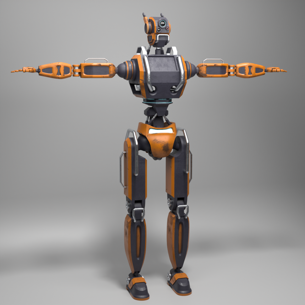 BlenderKit | Download the Rusty Humanoid Robot Droid Rigged model