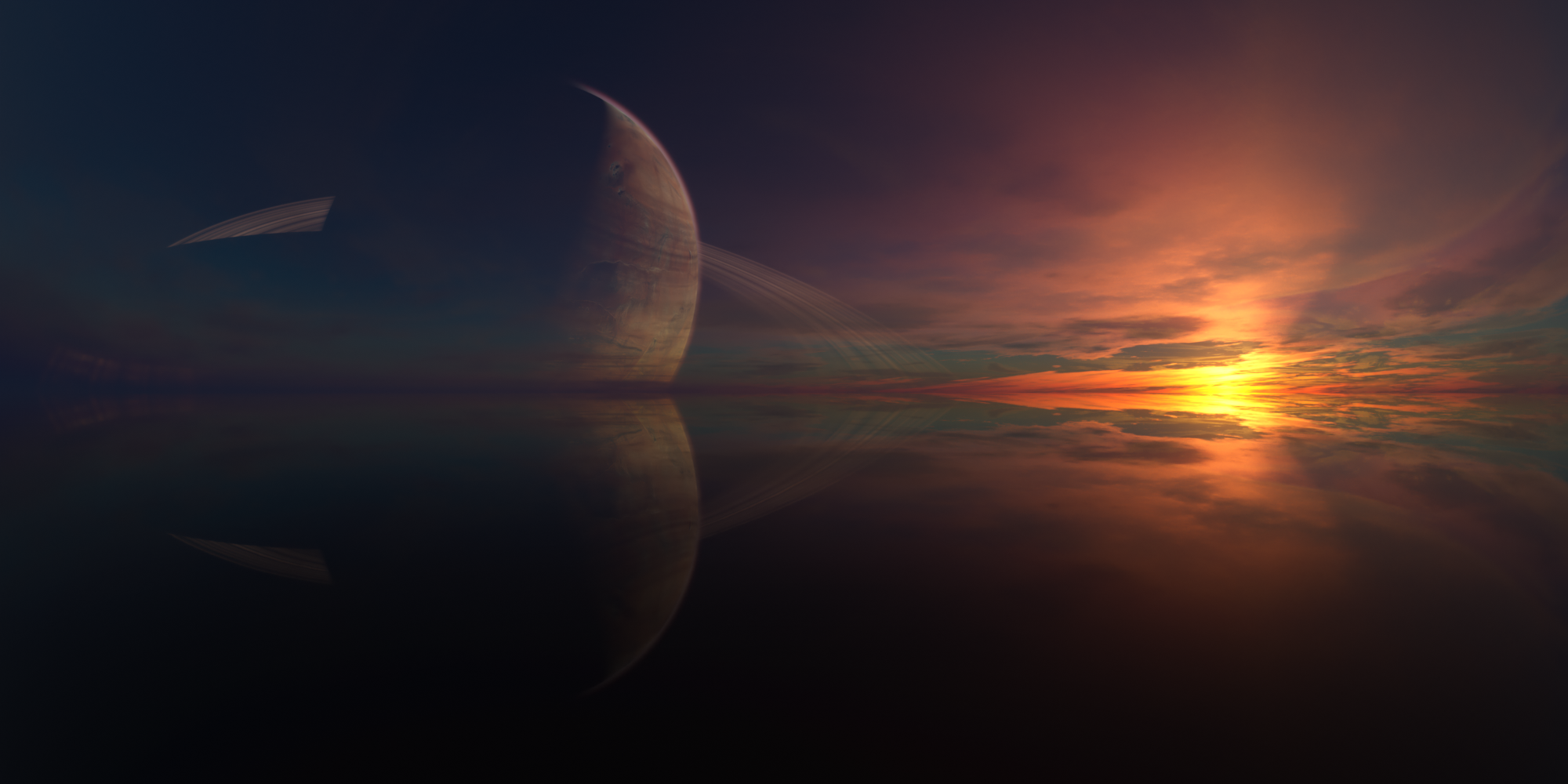 Sci-Fi Sunset Sky Planet | Futuristic Environments HDRis | BlenderKit