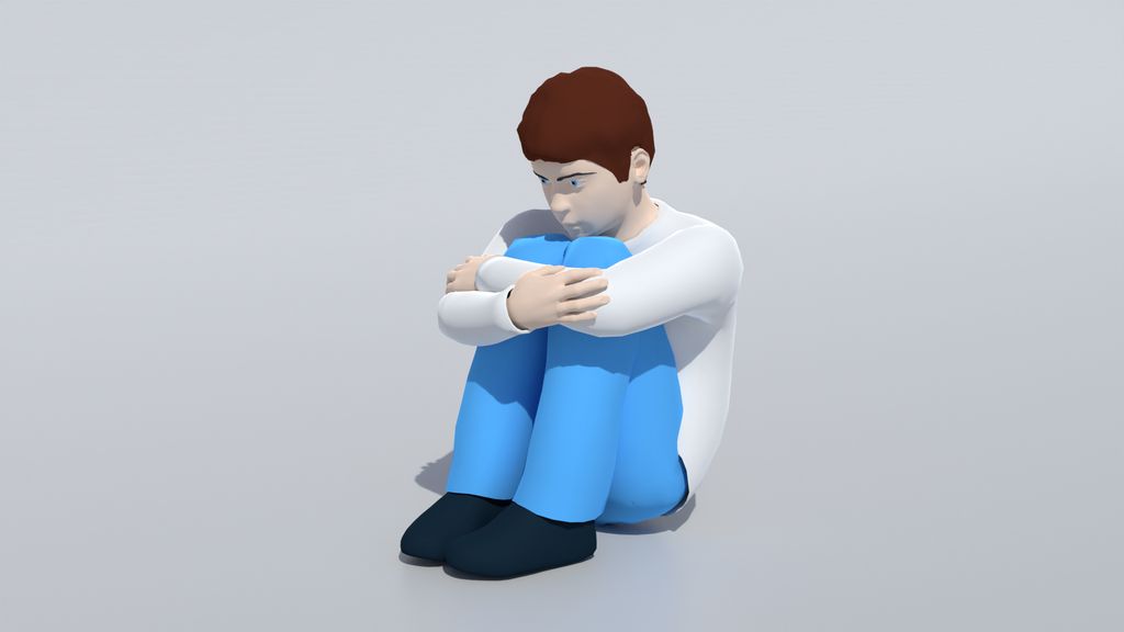 Cartoon Kid Sitting On Floor | Children models | BlenderKit