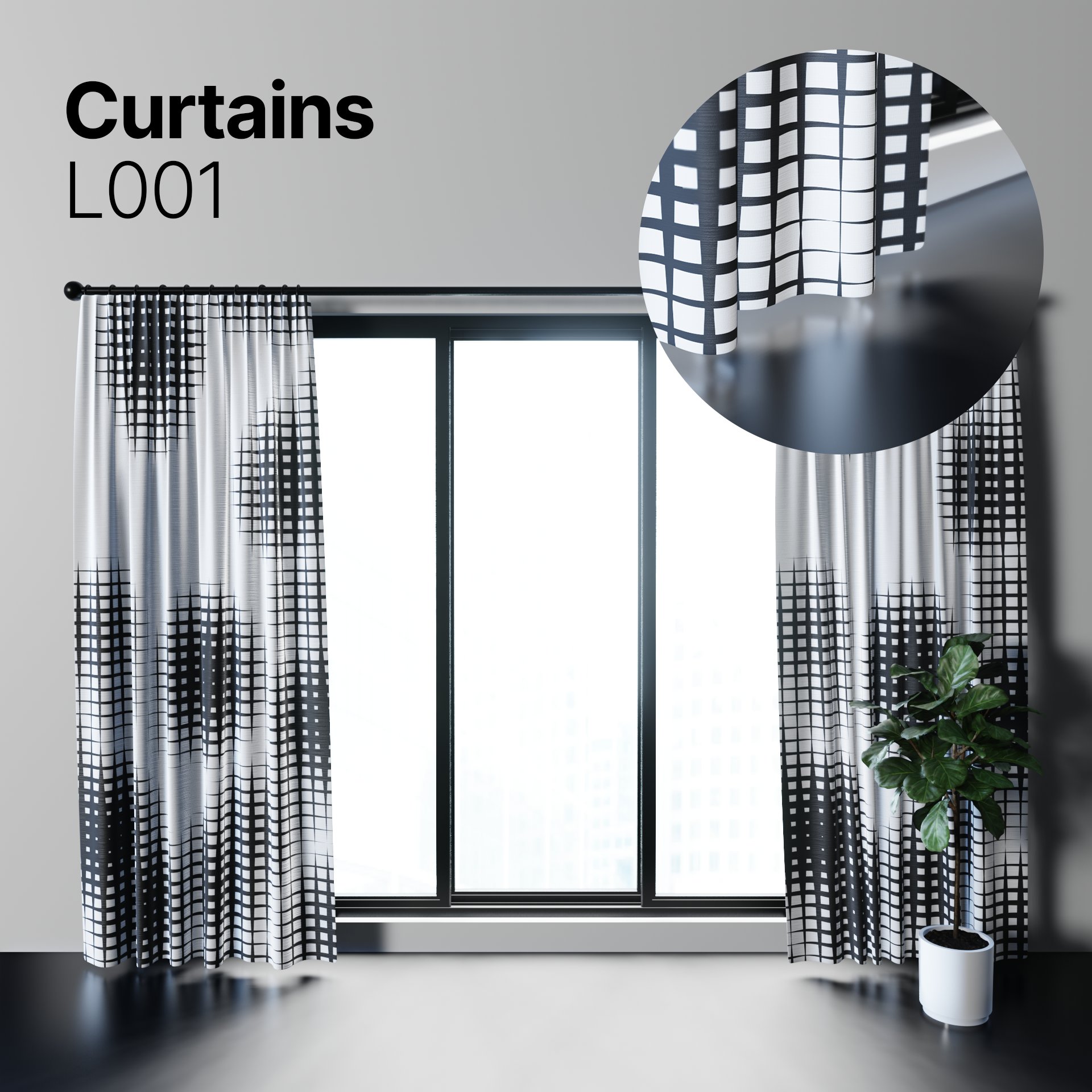 Curtains L001 | Interior Decorations models | BlenderKit