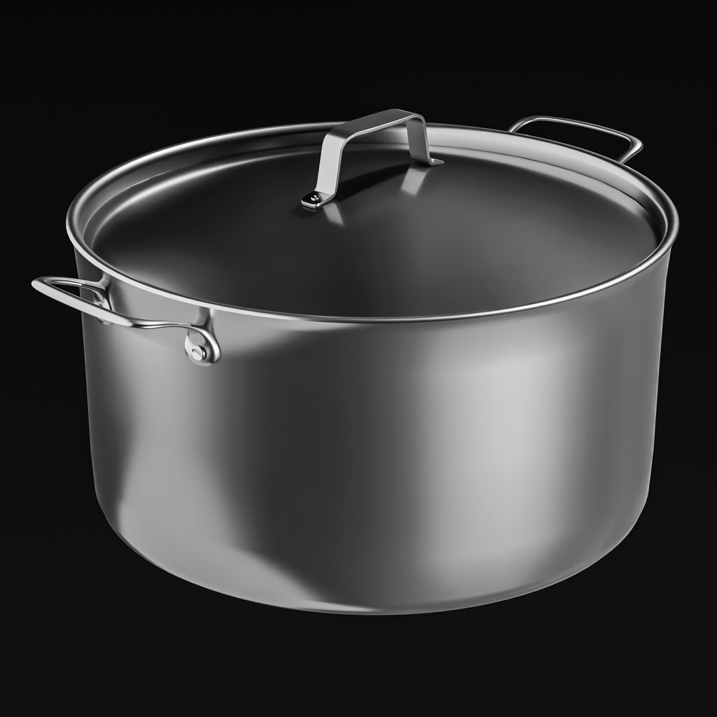 BlenderKit | Download the Stainless Steel Cooking Pot model