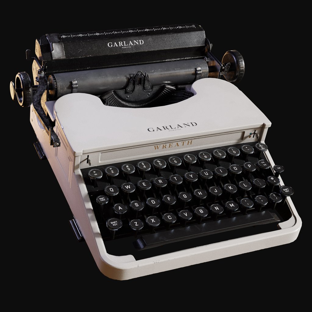 1932 Flat-Top Typewriter White | Technology models | BlenderKit