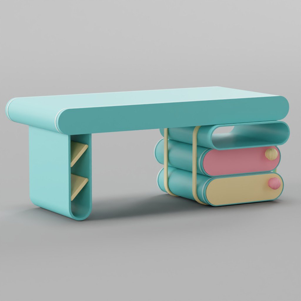 Stylized Writting Table | Kids Furniture models | BlenderKit
