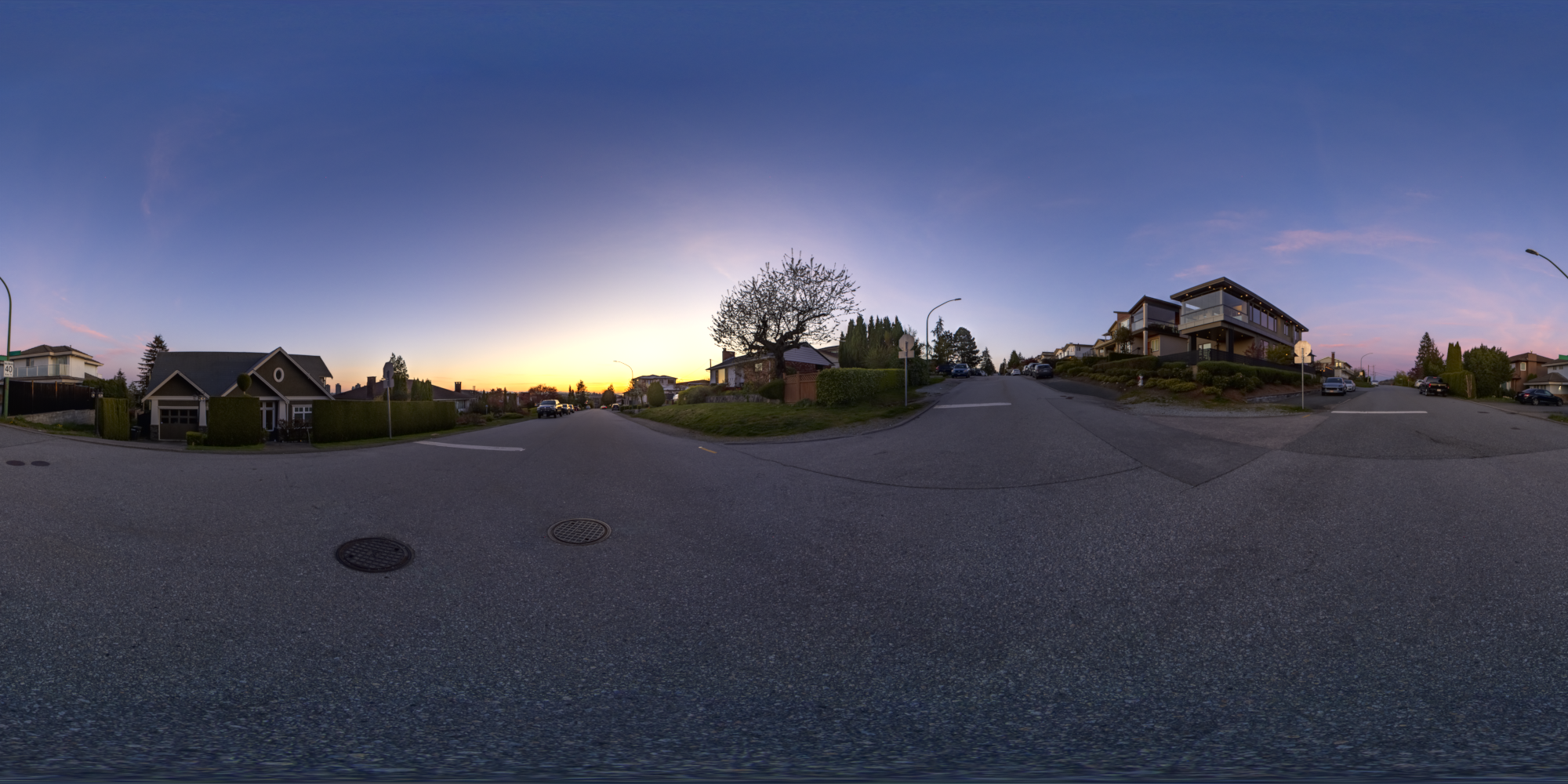 City Suburban Street Sunset Twilight | Cityscapes HDRis | BlenderKit