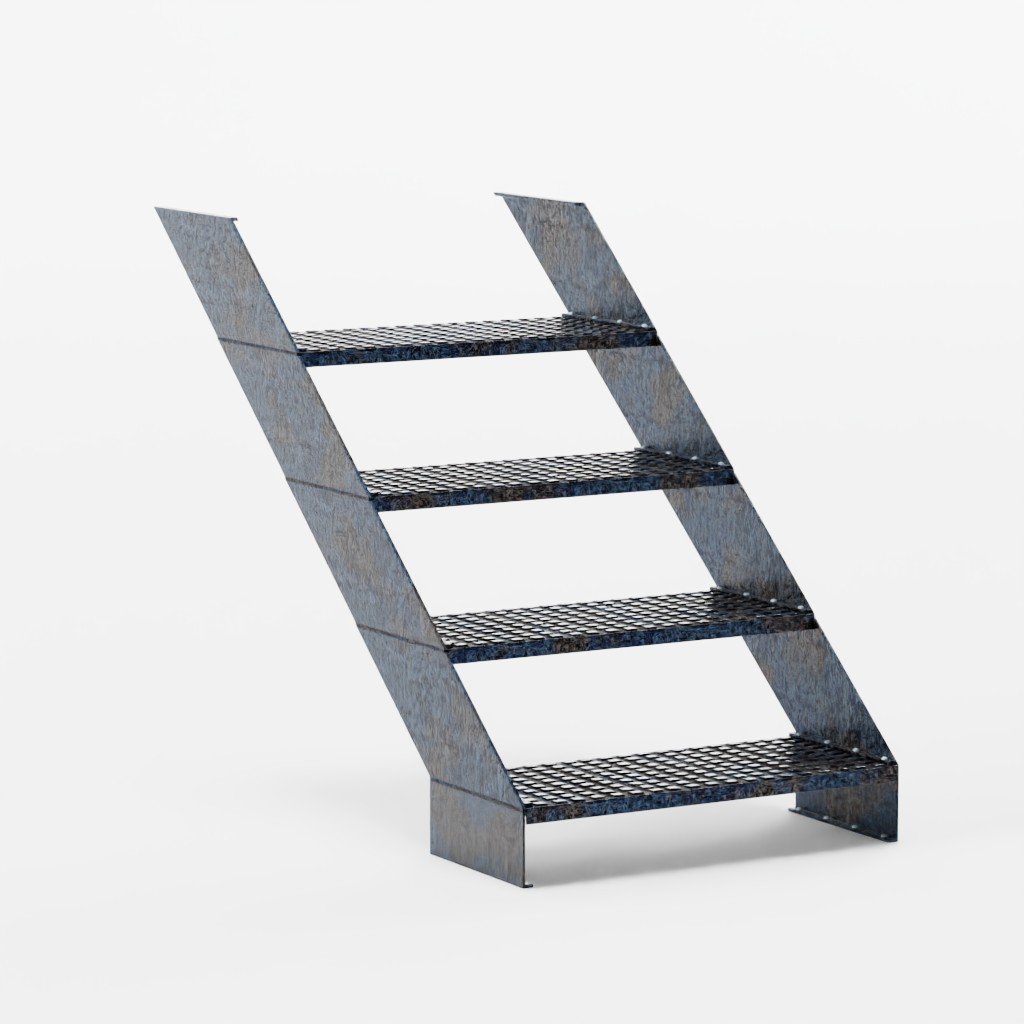 Metal Steps Quadruple | Stairs models | BlenderKit