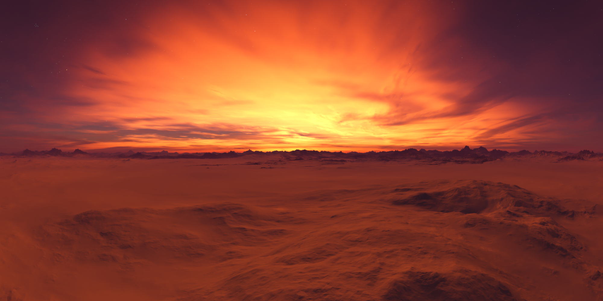 Orange Sunset Snow Landscape | Nature HDRis | BlenderKit