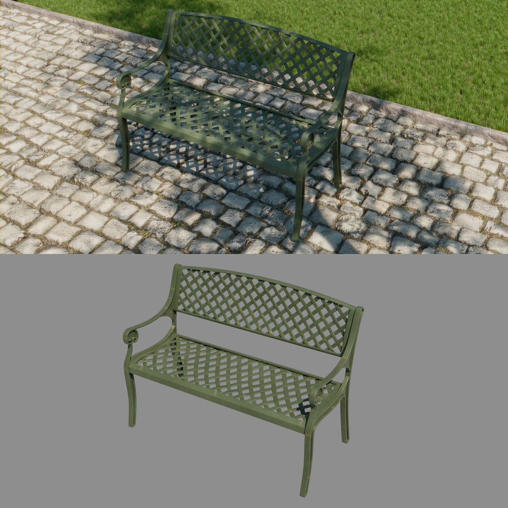 Metal park bench | Benches models | BlenderKit