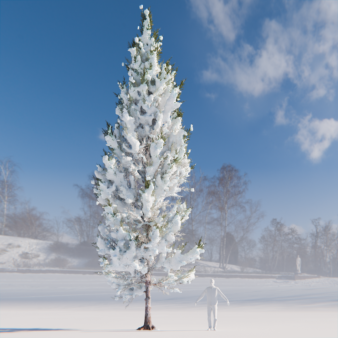 Pine tree WITH snow | Trees models | BlenderKit