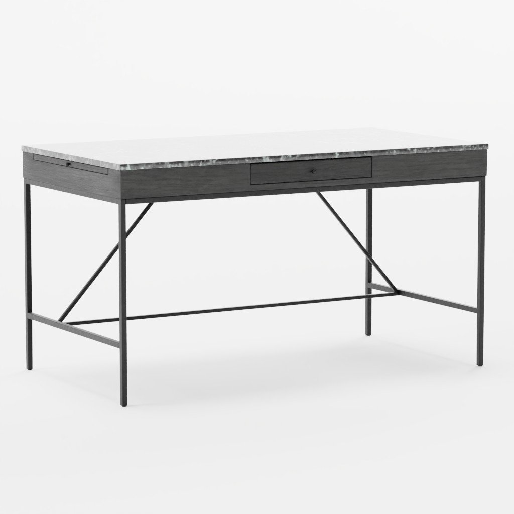 Firwin Marble Desk Black | Tables models | BlenderKit