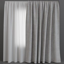 Gray linen curtain | FREE Curtains models | BlenderKit