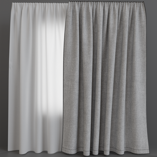 Gray linen curtain | FREE Curtains models | BlenderKit