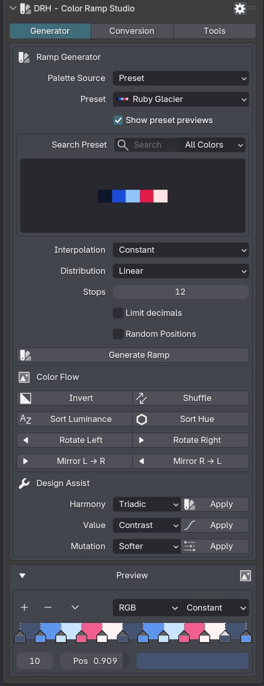 DRH - Color Ramp Studio | Node add-ons | BlenderKit