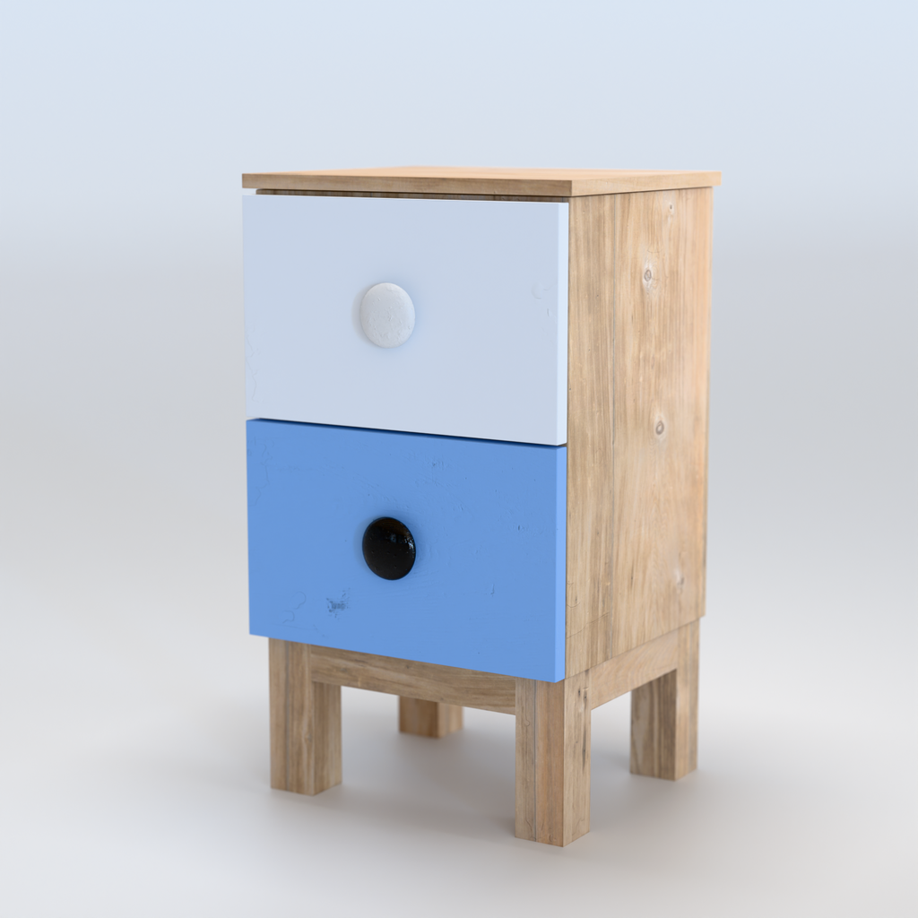 Blue & white 2 drawer chest kids room | Commodes models | BlenderKit