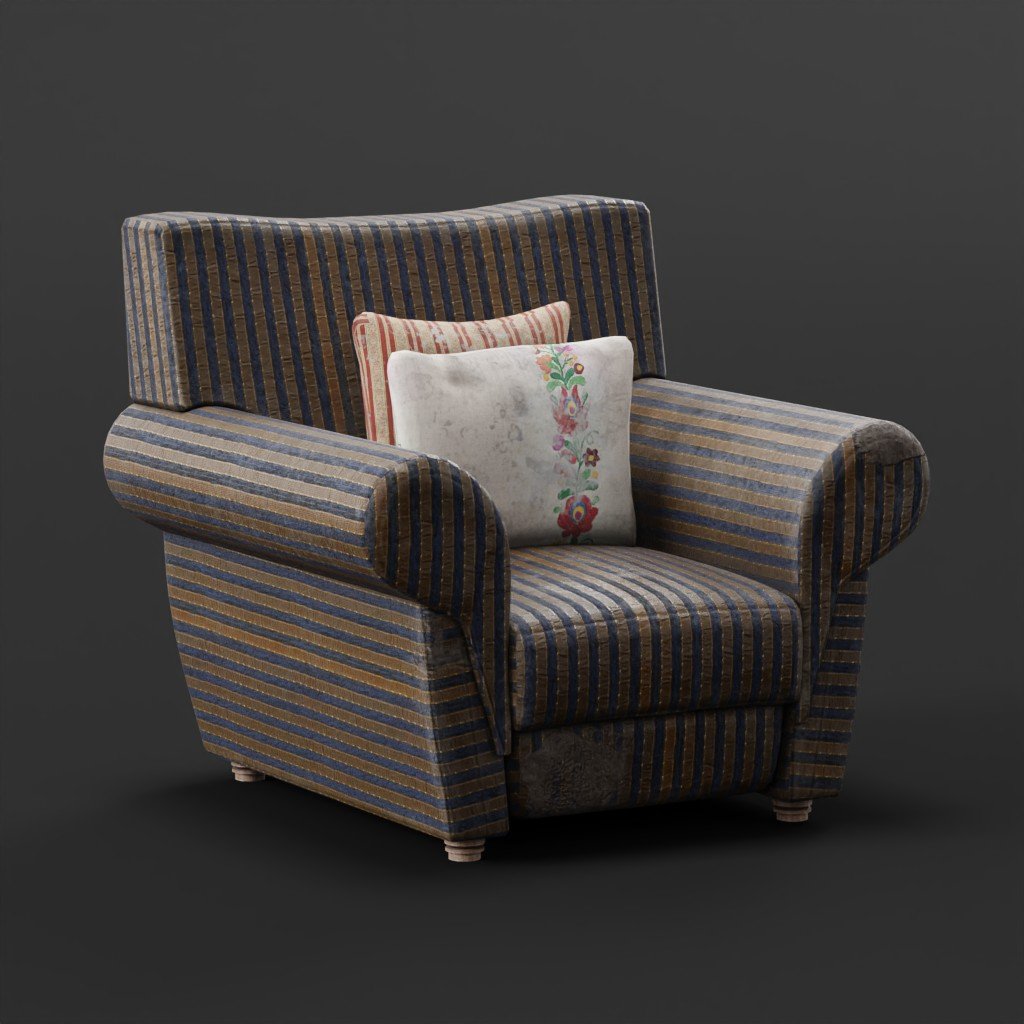 Mid-century leather chair | 3D Armchair models | BlenderKit