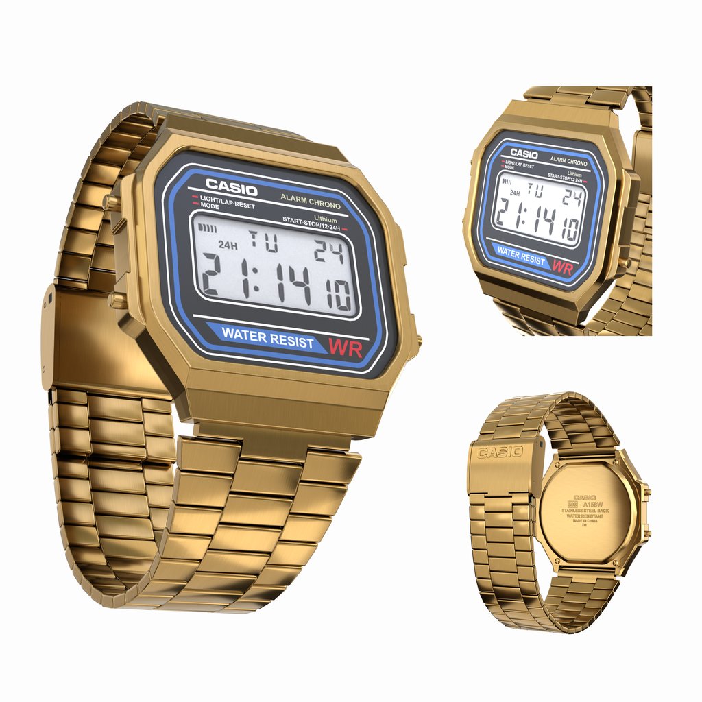 Classic Casio Watch Gold | Clocks models | BlenderKit