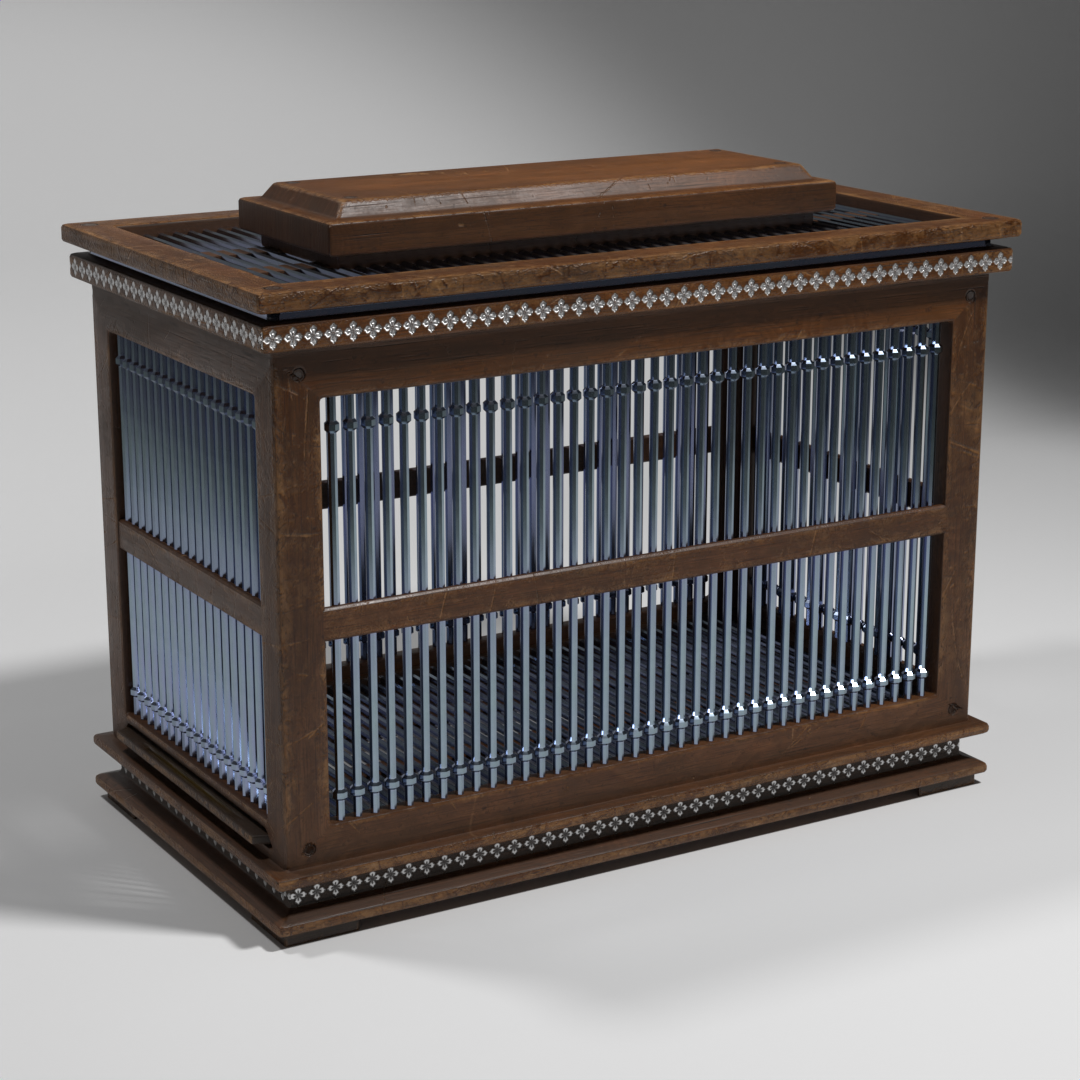 Antique Wooden Bird Cage | Decoration Sets models | BlenderKit