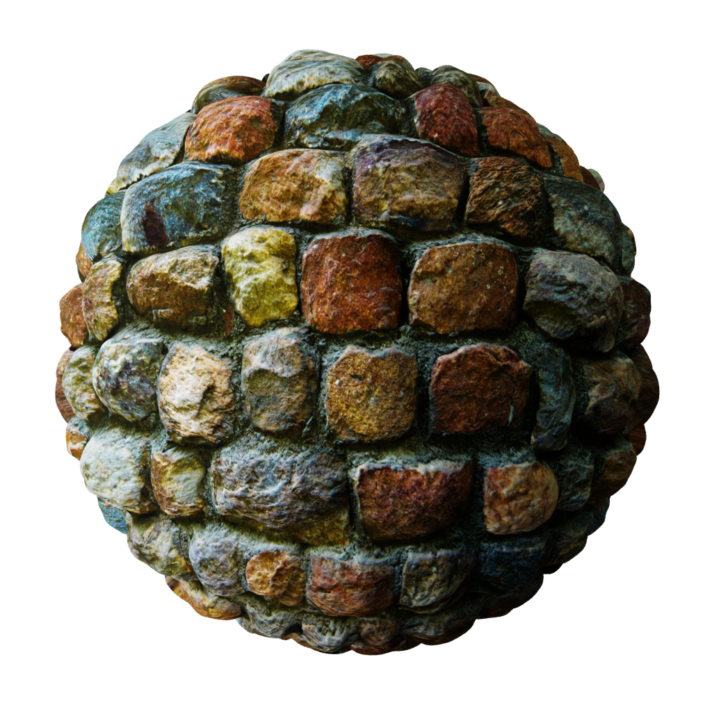 Street Cobble Stone Colourful | FREE stone materials | BlenderKit
