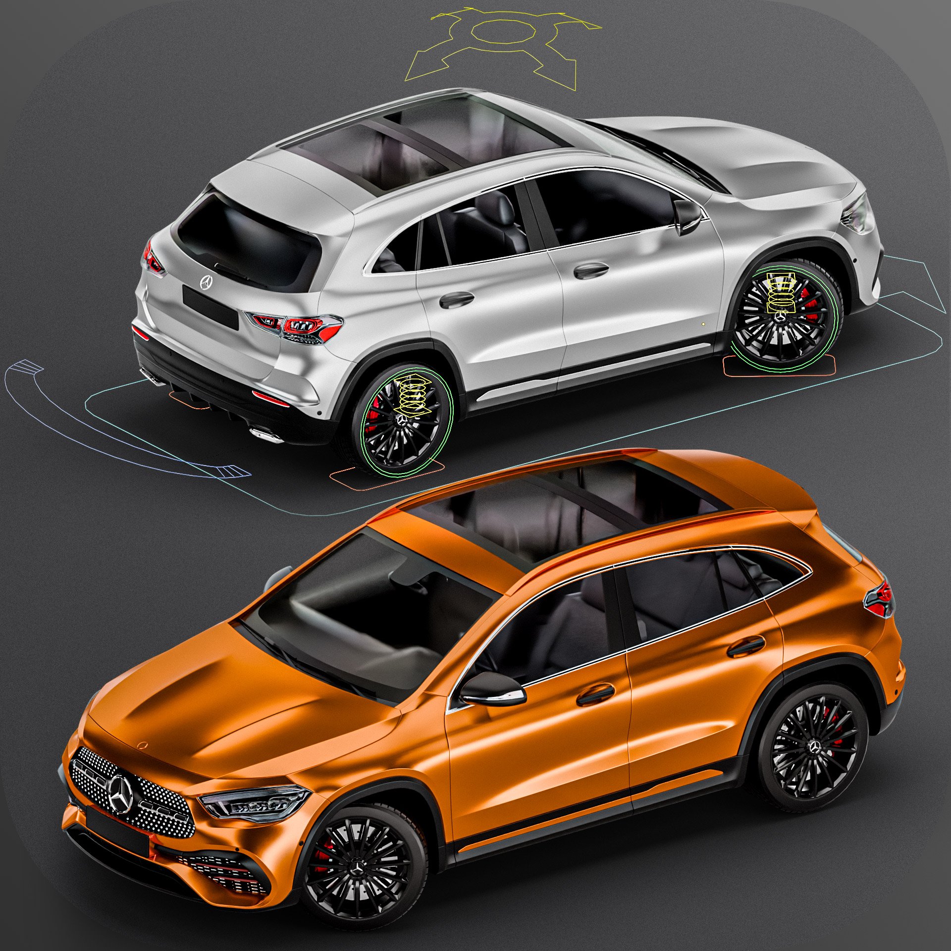 Mercedes-Benz GLA 2020 Rigged car | Luxury Cars models | BlenderKit